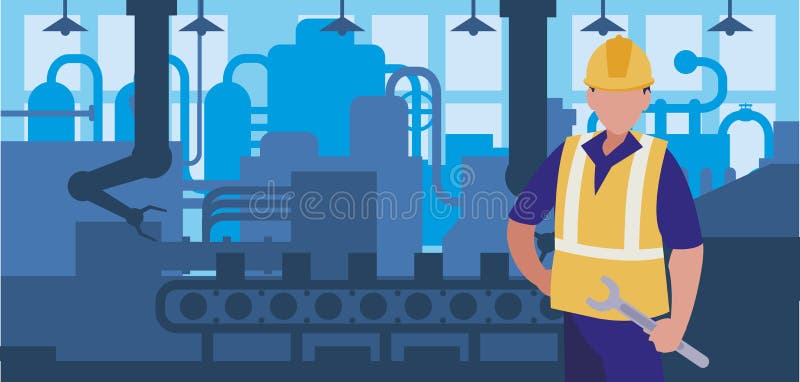 Worker in Factory Workplace Stock Illustration - Illustration of ...