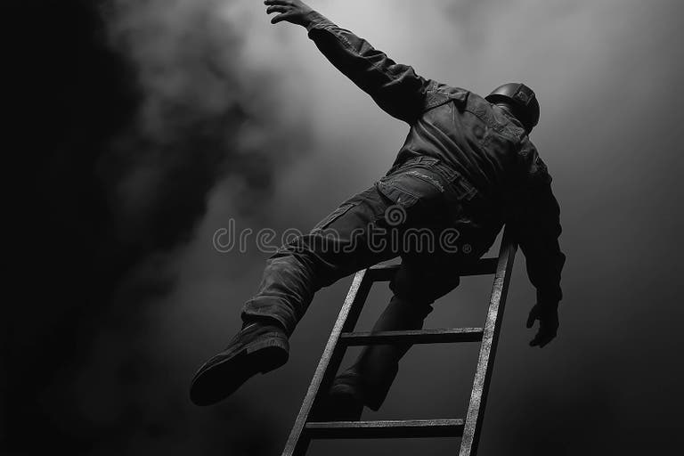 Worker Falling from Ladder stock illustration. Illustration of fall ...