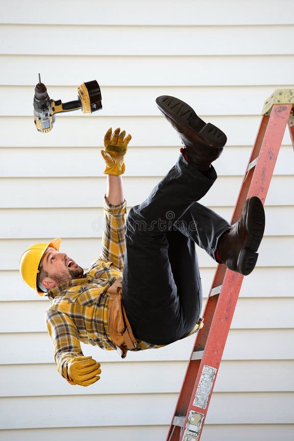 Worker Falling from Ladder stock image. Image of worker - 71158361