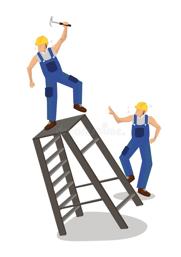 3d Worker Falling from Ladder Stock Illustration - Illustration of ...