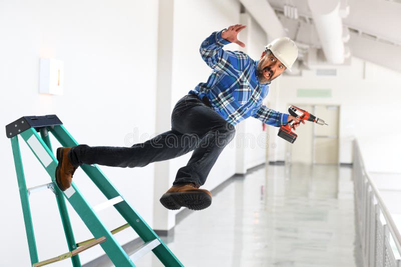 Worker Falling Off Ladder stock photo. Image of legal - 91723634