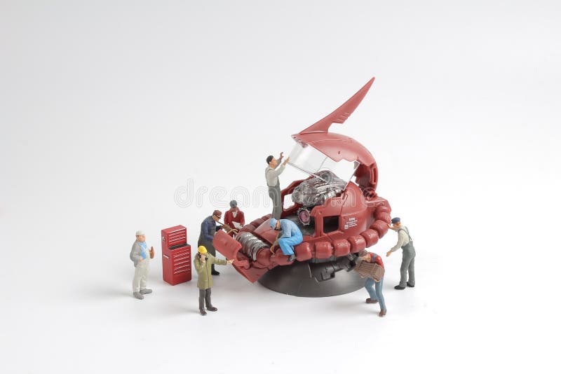 Worker Figure is Checking To Mobile Suit Stock Photo - Image of figure ...