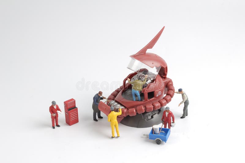 Worker Figure is Checking To Mobile Suit Stock Image - Image of show ...