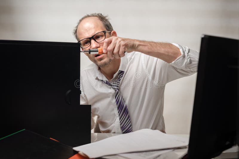 Worker fixing computer stock image. Image of manager - 207328593