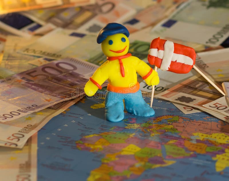 Worker with flag - Denmark stock image. Image of occupation - 52366083