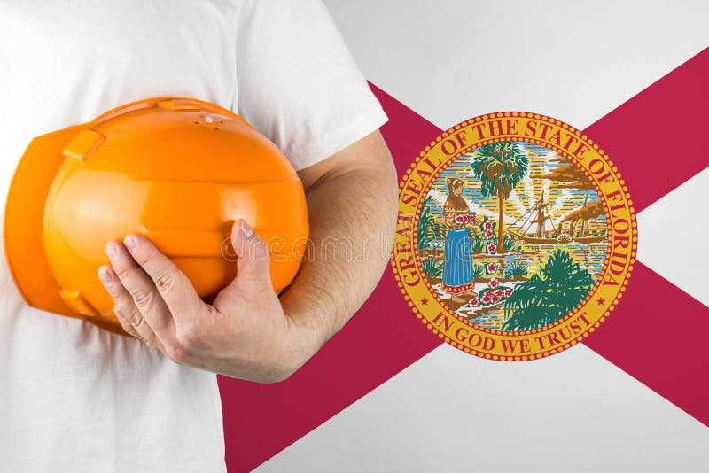Worker with Florida Flag on Background for Working on Labor Day ...