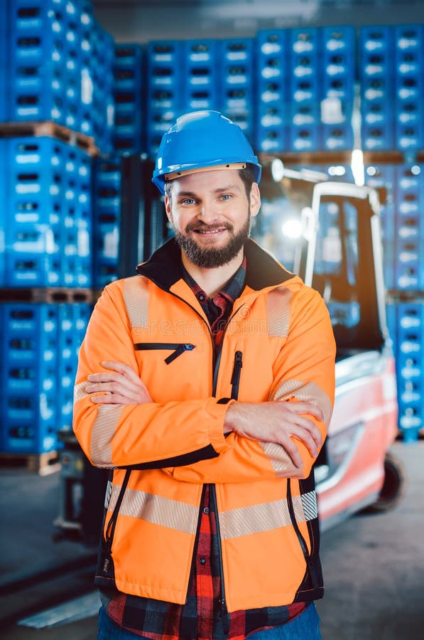 Worker in a Forwarding Company with His Forklift Stock Image - Image of ...