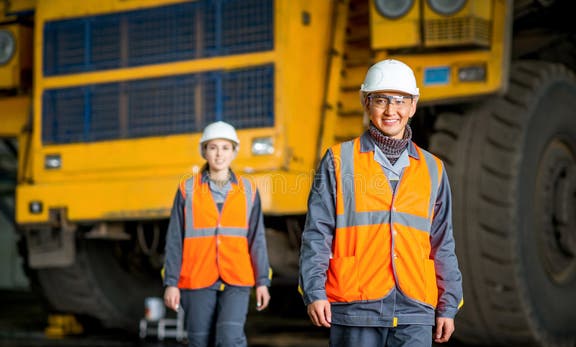 Worker in Front of a Bug Truck Stock Photo - Image of material ...