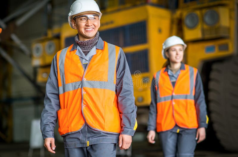 Worker in Front of a Bug Truck Stock Photo - Image of construction ...