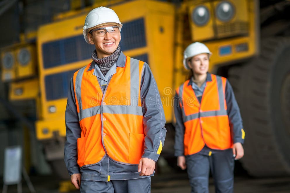 Worker in Front of a Bug Truck Stock Image - Image of industry, machine ...