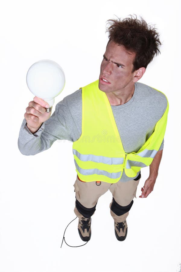 Worker Getting an Electric Shock Stock Image - Image of bright ...