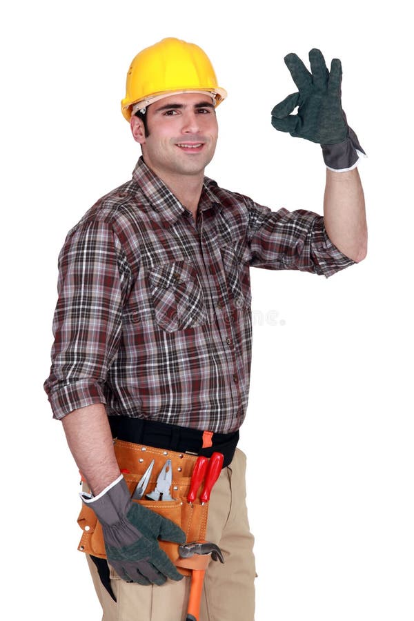 Worker Giving Sign of Approval Stock Photo - Image of background ...