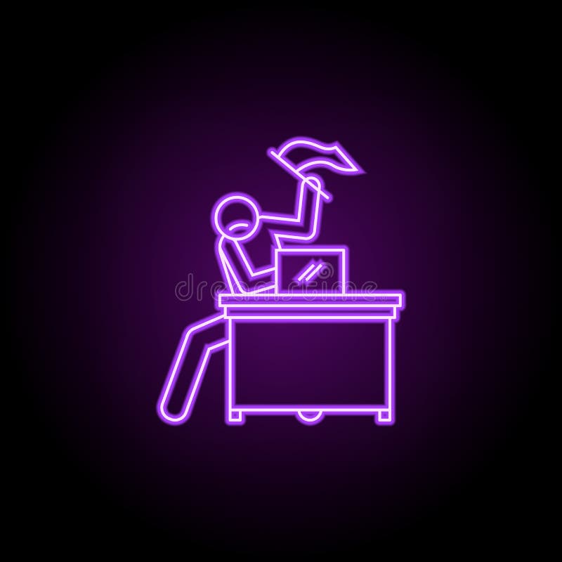 Worker is Giving Up Neon Icon. Elements of People in the Work Set Stock ...
