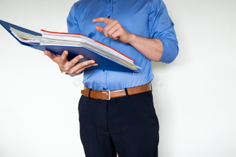 Worker Going Trough Some Folder Files Stock Image - Image of career ...