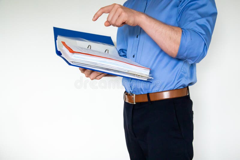 Worker Going Trough Some Folder Files Stock Image - Image of documents ...