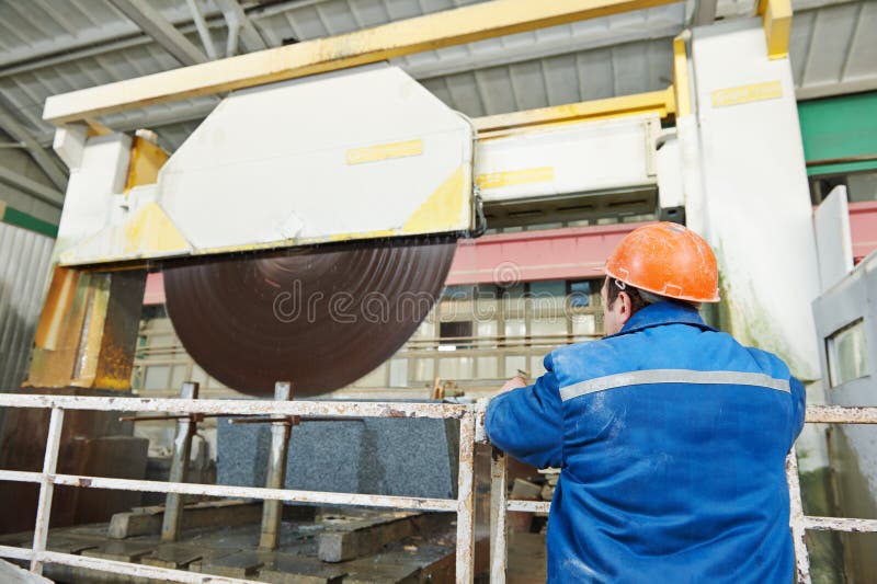 Worker on Granite Manufacture Stock Photo - Image of sawyer, adult ...