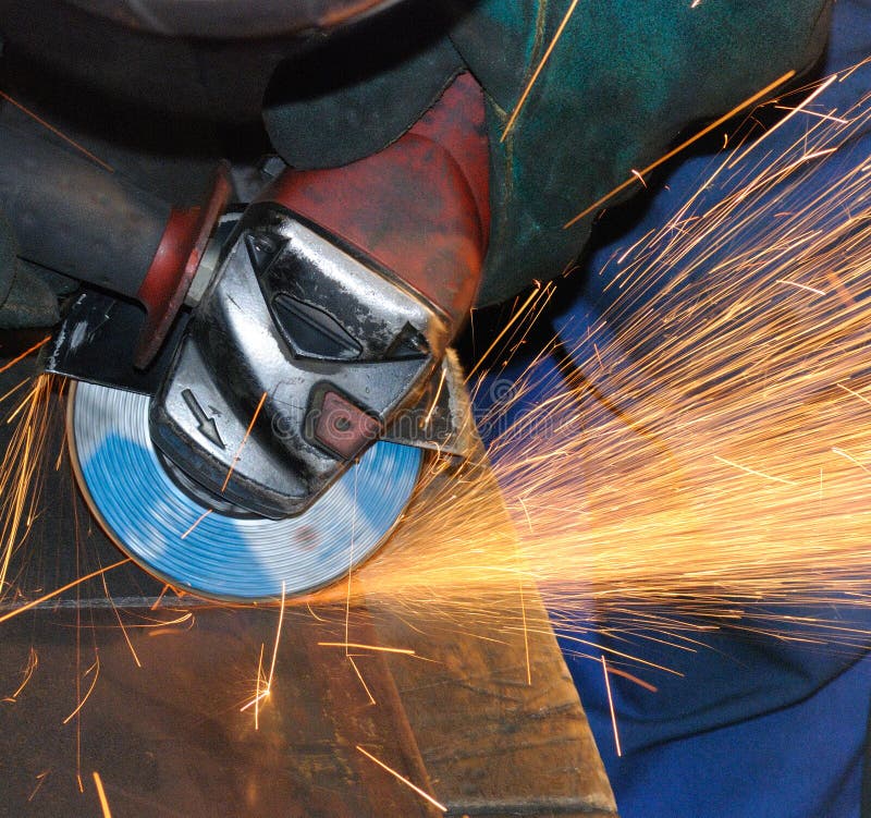 Worker grinding/welding stock image. Image of factory - 6976763