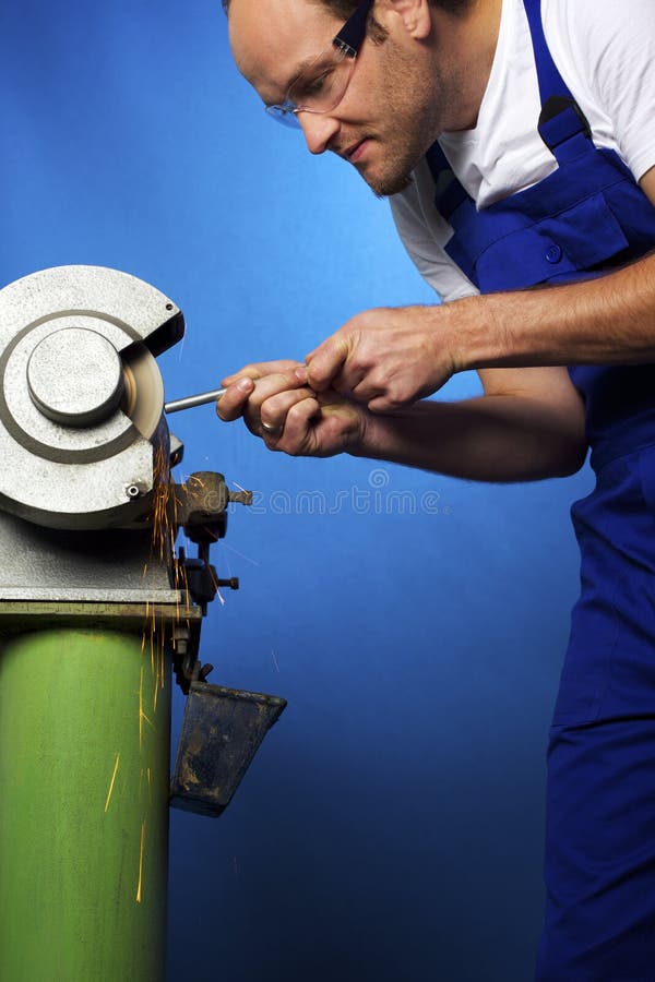 Close-up of Technician Working on Lathe Machine Stock Image - Image of ...
