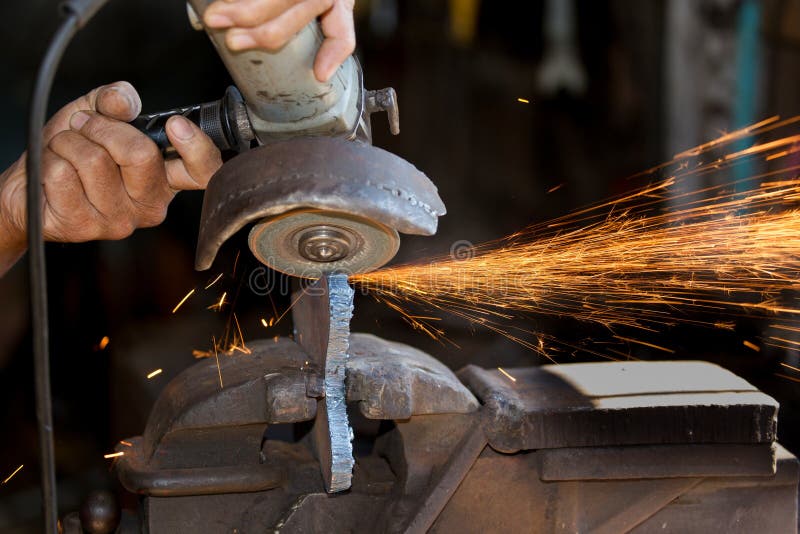Worker Grinding Industrial Metal Stock Image - Image of weapon, wheel ...