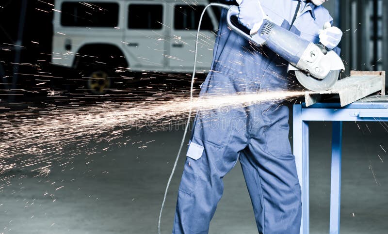 Worker grinding stock image. Image of closeup, sparks - 39286339