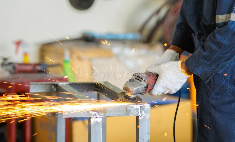 Worker Grinding Steel by Grinding Machine Stock Photo - Image of labour ...