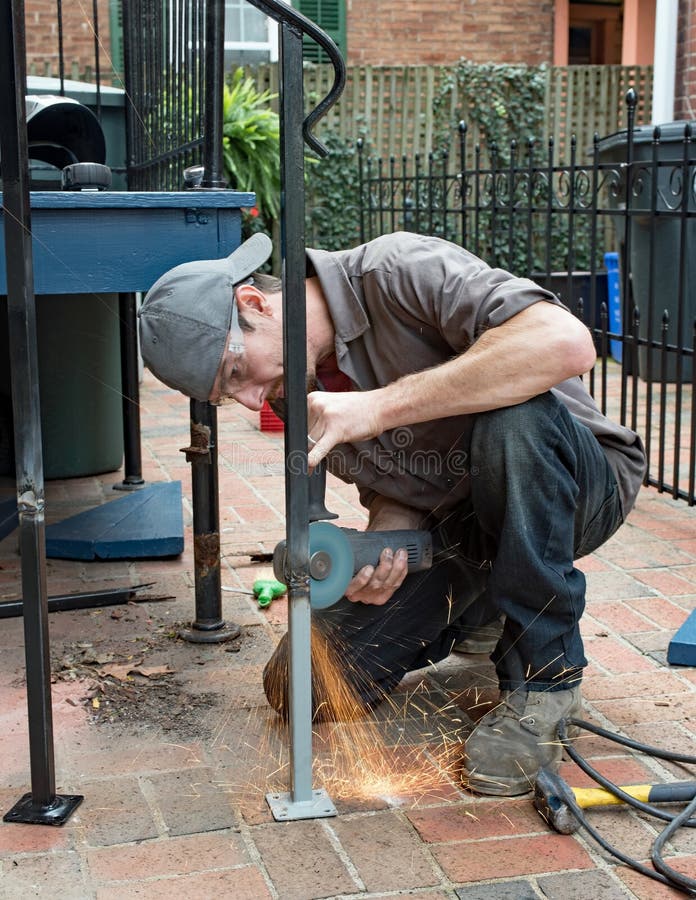 Worker Grinding Weld stock image. Image of adult, glasses - 102220915