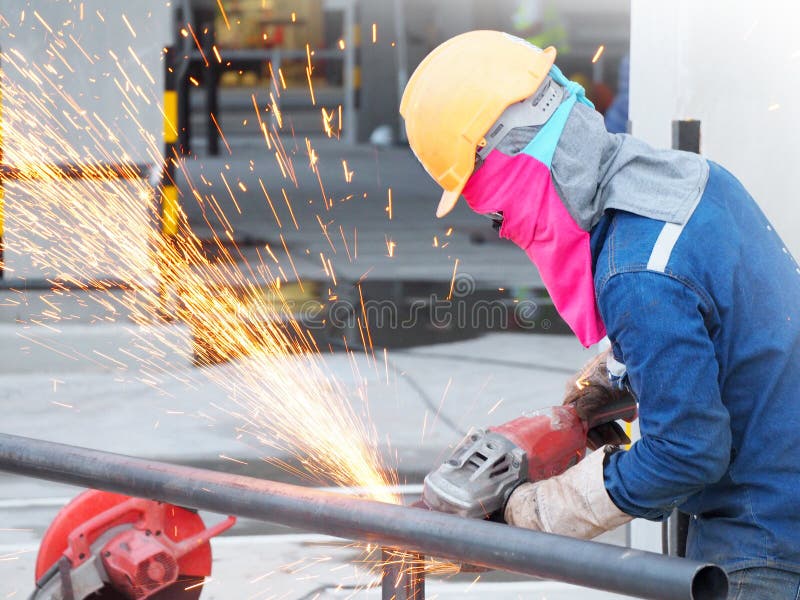 Welding Work, Worker with Protective Welding Stock Photo - Image of ...