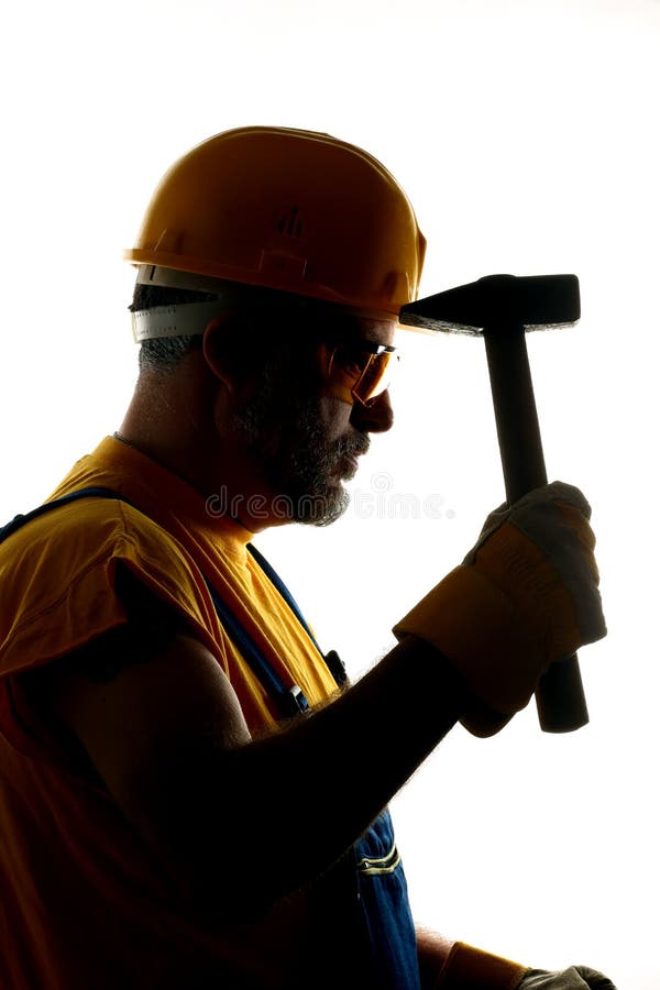 Worker with hammer stock image. Image of builder, construction - 112646417