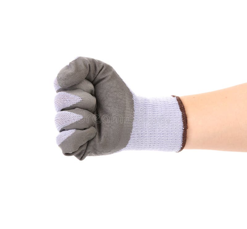 Strong Worker Hand Glove Clenching Fist. Stock Photo - Image of ...
