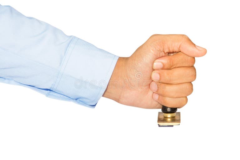 Worker Hand Holding Old Rubber Stamp Stock Image - Image of concept ...