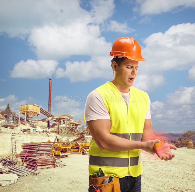 Worker with hand injury stock image. Image of excavator - 349522187