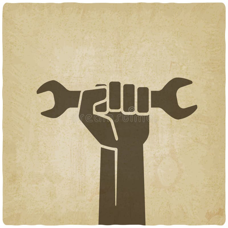 Worker Hand with Wrench Symbol Stock Vector - Illustration of industry ...