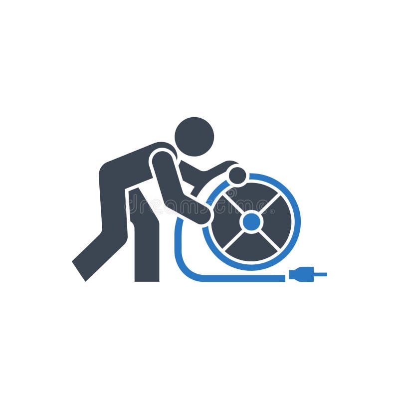 Worker Handling Cable Reel Icon Stock Vector - Illustration of manual ...