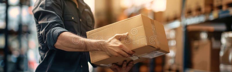 Worker Handling Package in Warehouse Stock Image - Image of storage ...