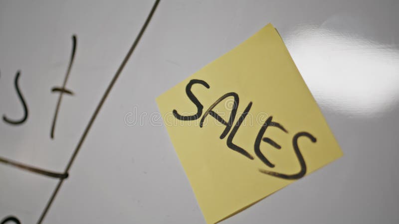 Worker Hands Putting Sticker at Whiteboard Closeup. Businessman ...