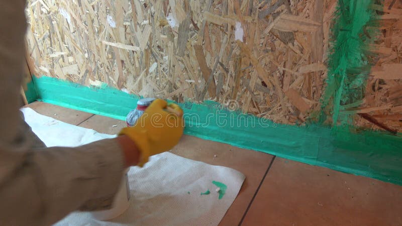 Worker Hands Waterproofing Bathroom Construction Stock Video - Video of ...