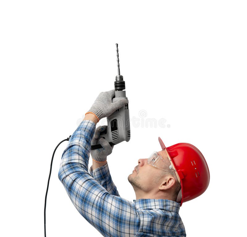Worker Handyman or Builder Worked with Construction Tools - Electric ...