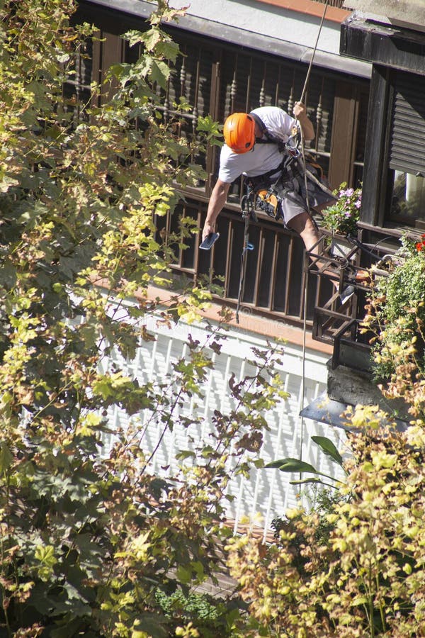 Madrid, Sapin - September, 04, 2019: Elevated View of Work at Height ...