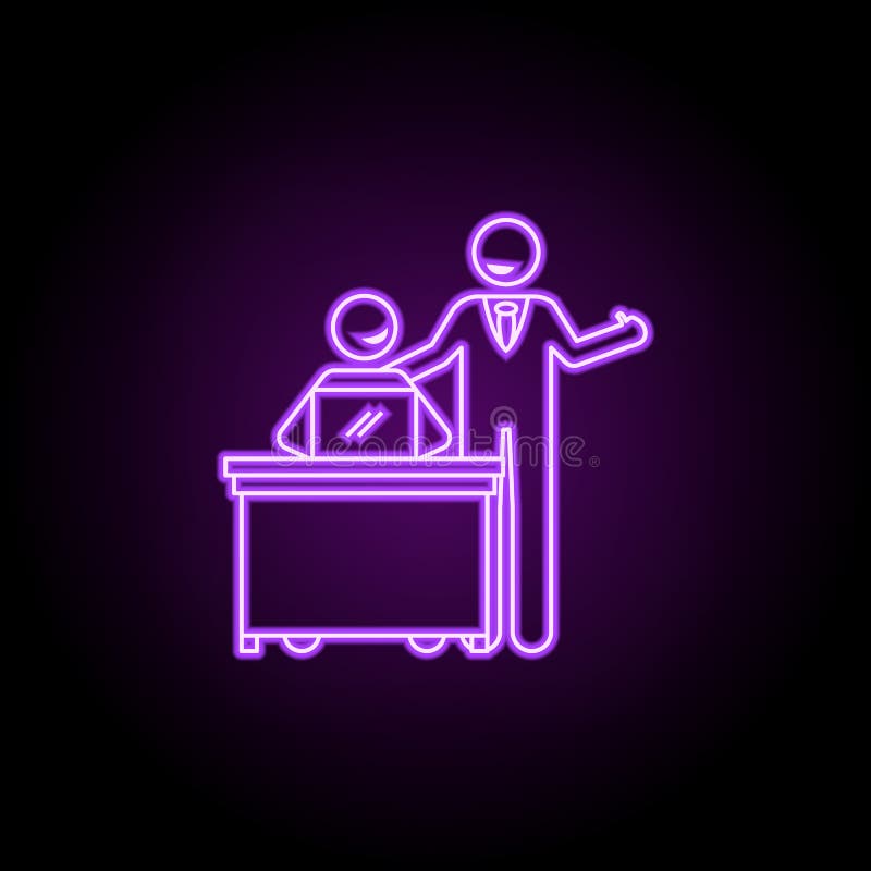 Worker with Happy Boss Neon Icon. Elements of People in the Work Set ...