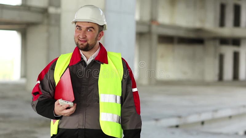 Funny Builder on Construction Site Stock Video - Video of costume ...