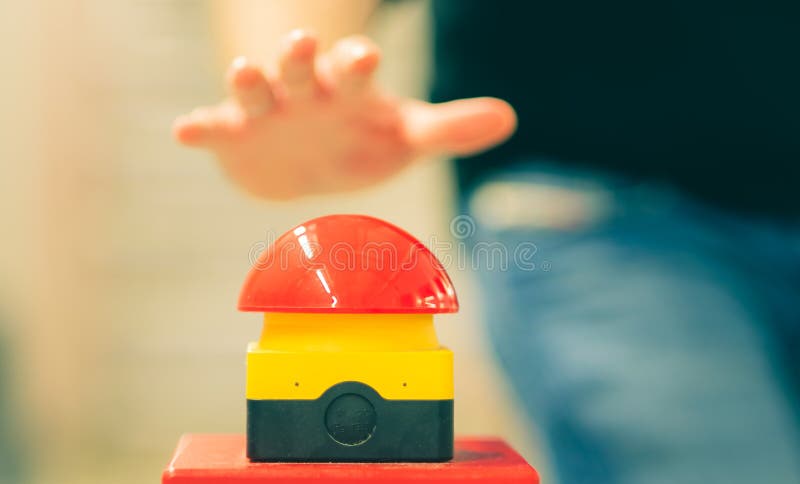 Hand pressing red buzzer stock photo. Image of plastic - 62815880