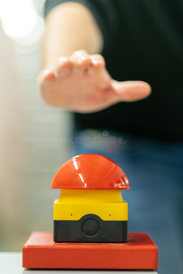 Hand pressing red buzzer stock image. Image of stop, reaction - 62116367
