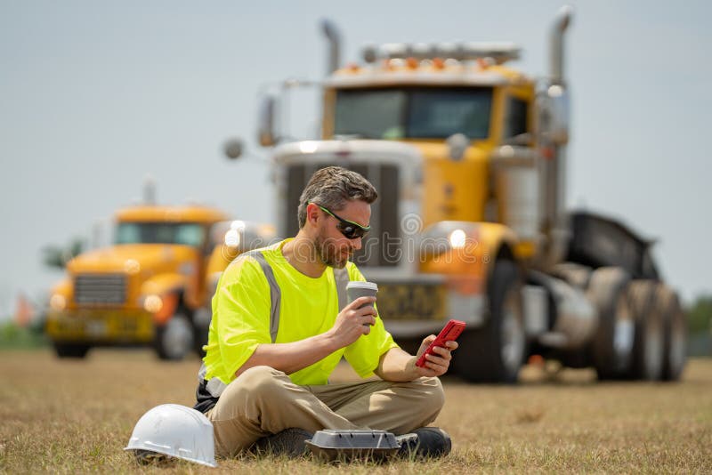 Worker Having Lunch, Taking Break from Work, Drinking Coffee and ...