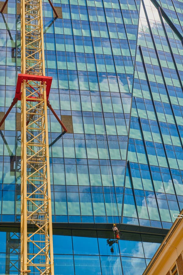 Worker at Height Hanging from Dynamic Rope Editorial Stock Image ...
