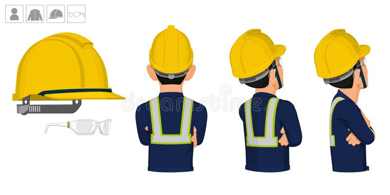 Worker with Helmet and Glasses on White Background Stock Vector ...
