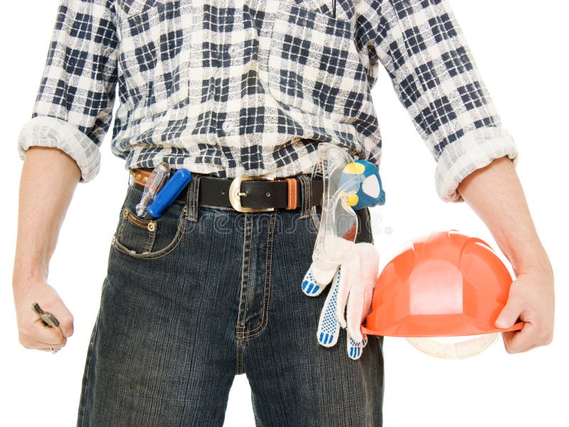 A Worker With Helmet In Hand. Stock Image - Image of confidence ...