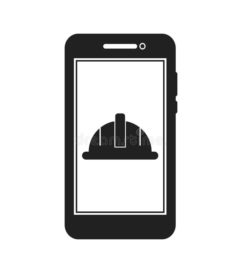 Worker Helmet Icon on Mobile Screen. Stock Vector - Illustration of ...
