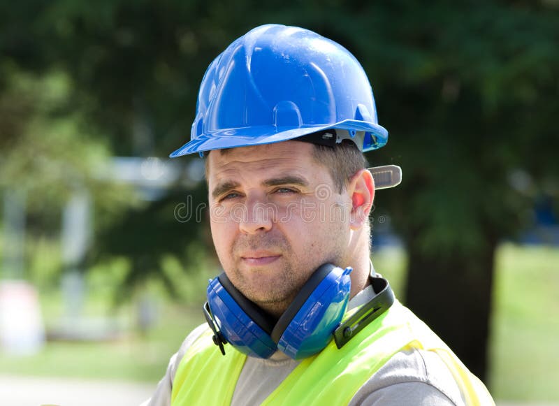 Worker with helmet stock photo. Image of engineer, headset - 41965228