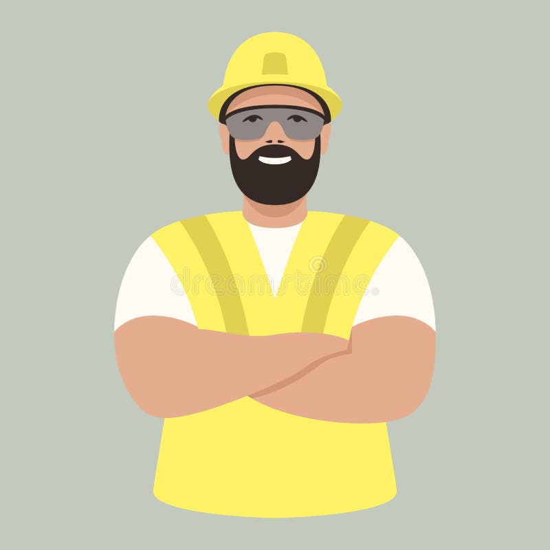 Worker In Helmet ,vector Illustration , Flat Style Stock Vector ... Worker In Helmet ,vector Illustration , Flat Style Stock Vector ...