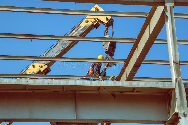 Worker High Above Dissembling Metal Structure 4 Stock Photo - Image of ...